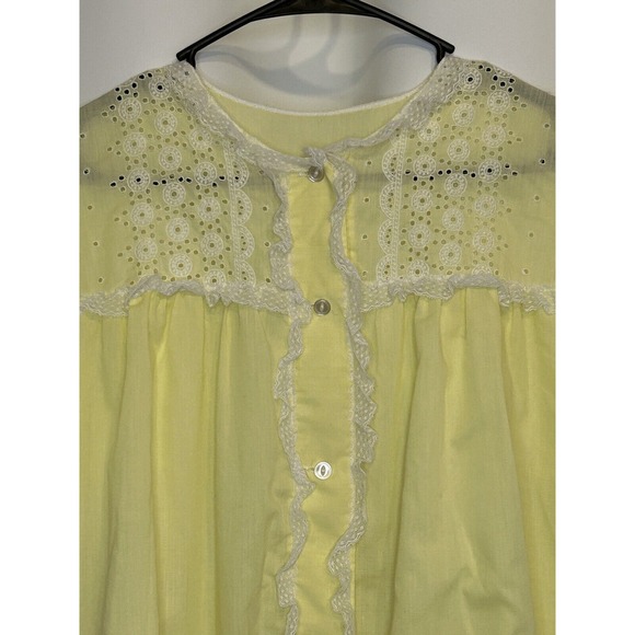 Intimates & Sleepwear | Yellow Night Gown Dress Pajamas Hand Made Lace ...